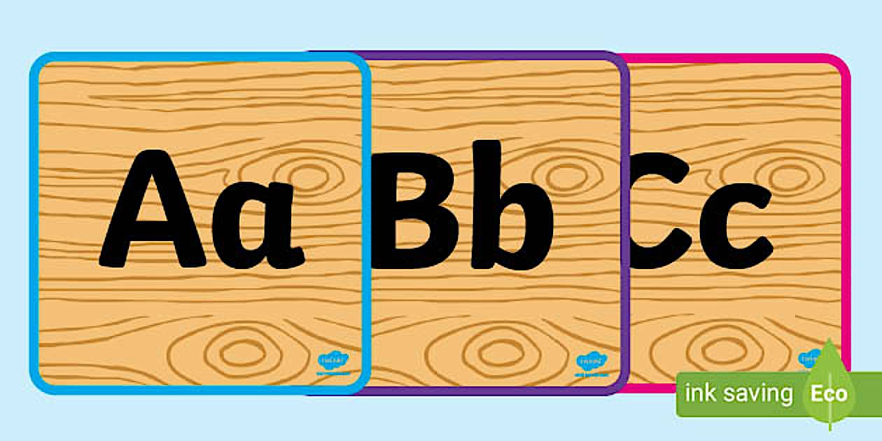 Wood Texture AZ Alphabet on Display Squares (teacher made)