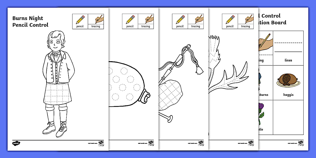 Burns Night Pencil Control Activity With Visual Supports