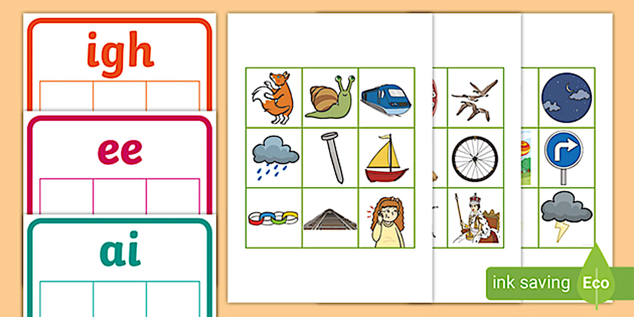 Cursive ai, ee, igh, oa Sorting Cards (teacher made)