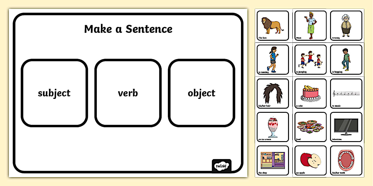 SVO Make a Sentence Board and Cards (teacher made) - Twinkl