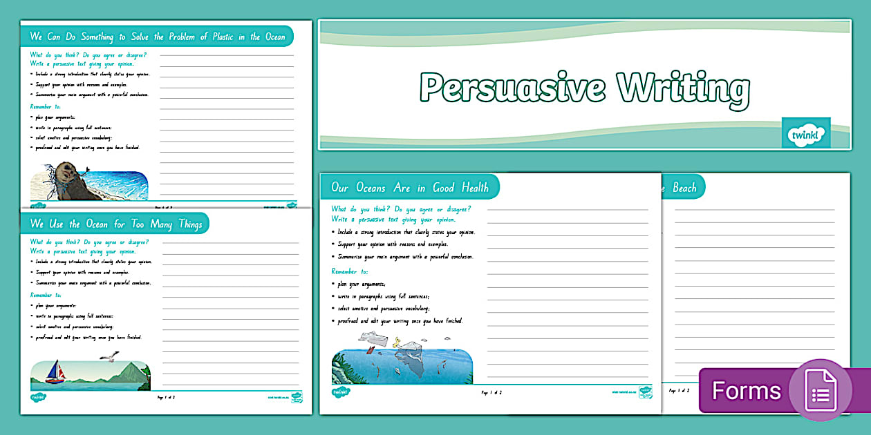 Human Impact on Our Oceans Persuasive Writing Worksheets