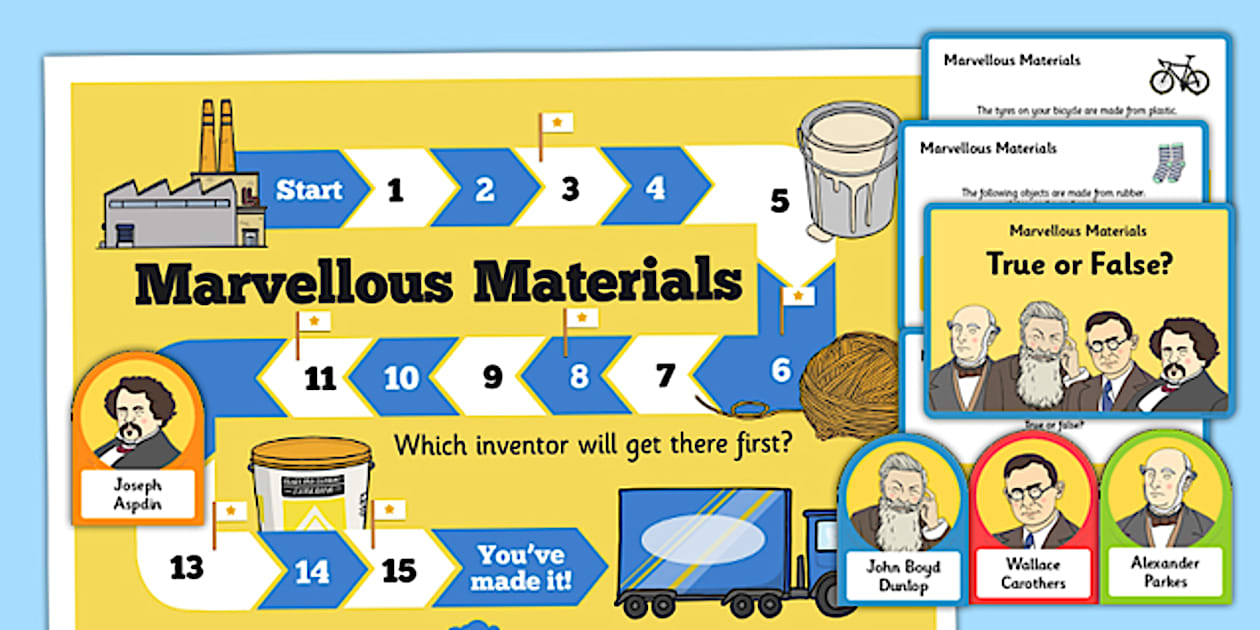 Materials and Inventors Game (teacher made) - Twinkl