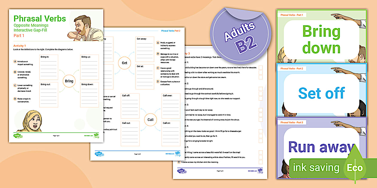 ESL Phrasal Verbs Gap-Fill Interactive Sheets [Adults, B2]