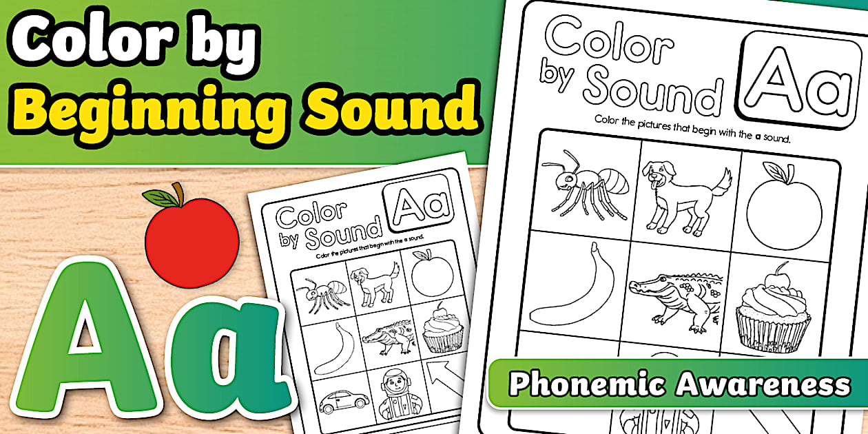 Color by Beginning Sound: Letter a Worksheet - Twinkl