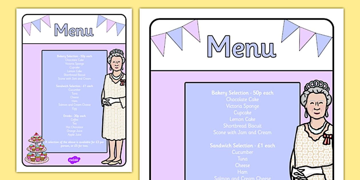 Royal Afternoon Tea Role Play Menu (teacher made) - Twinkl