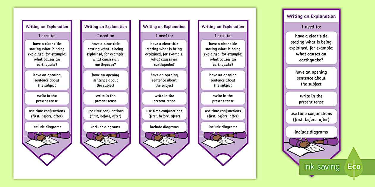 Editable First Level Writing an Explanation Bookmarks