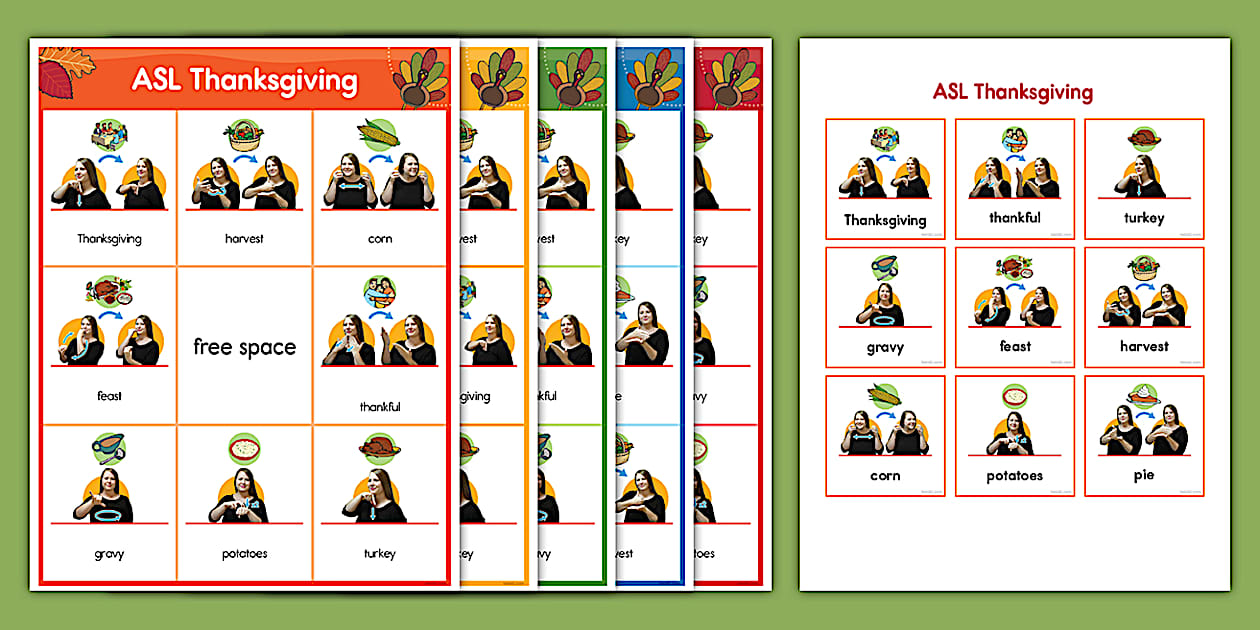 ASL Thanksgiving Bingo (teacher made) - Twinkl