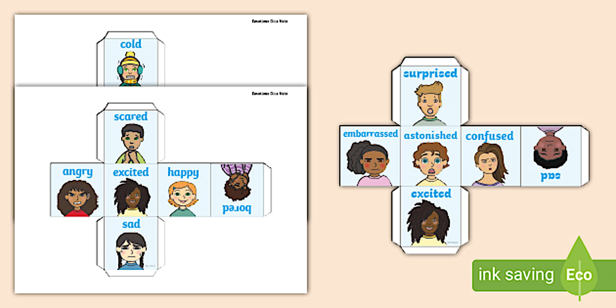 Emotions Dice Nets - Teaching Resources (teacher made)