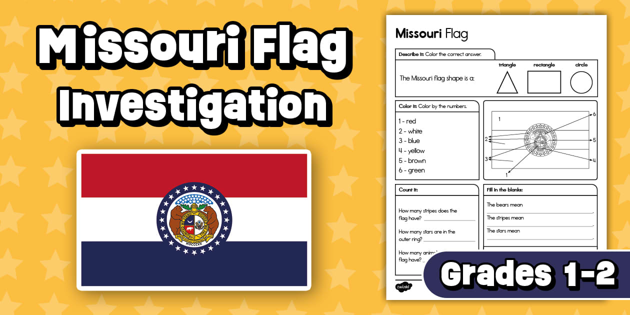 Missouri Flag Investigation Worksheet for 1st-2nd Grade