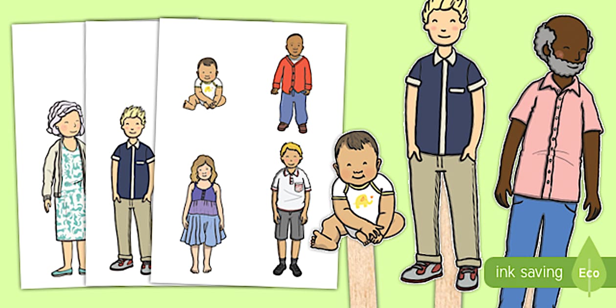 Growing Up Stick Puppets (teacher made) - Twinkl