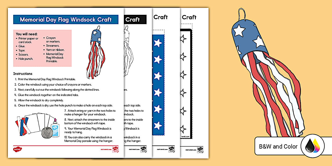 Memorial Day Flag Windsock Craft