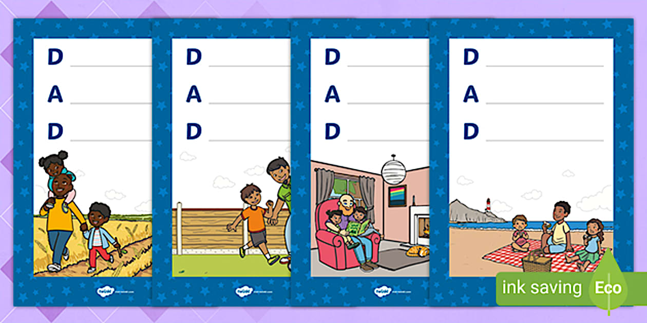 Fathers Day 'Dad' Acrostic Poem Templates (teacher made)