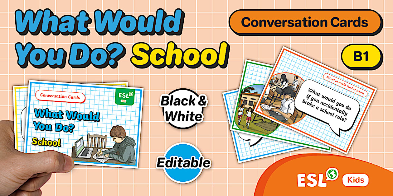 ESL School Conversation Cards {Kids, B1}