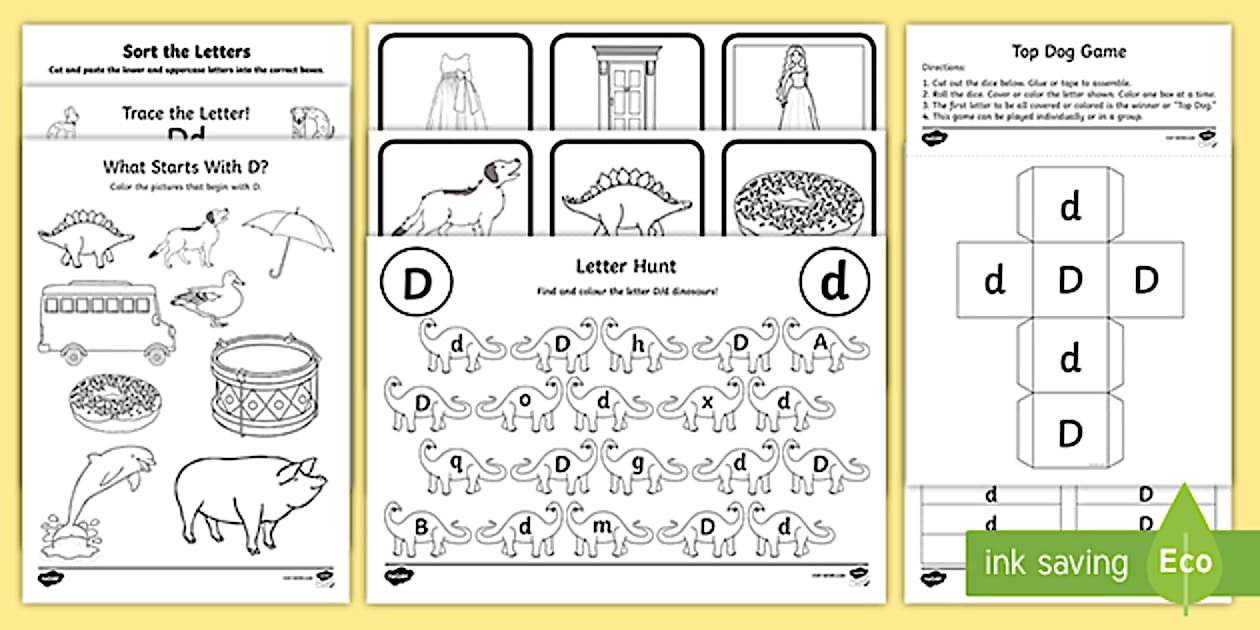 Letter D Worksheets - Activity Pack - Teaching Resource
