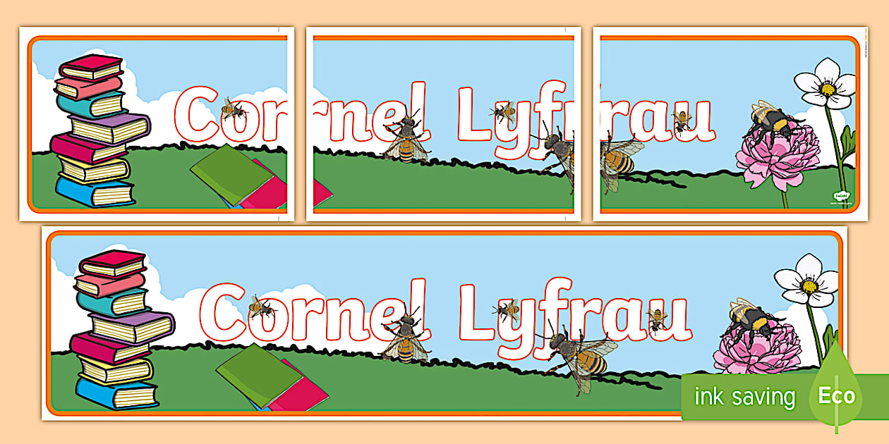Baner Arddangos Cornel Lyfrau Gwenyn