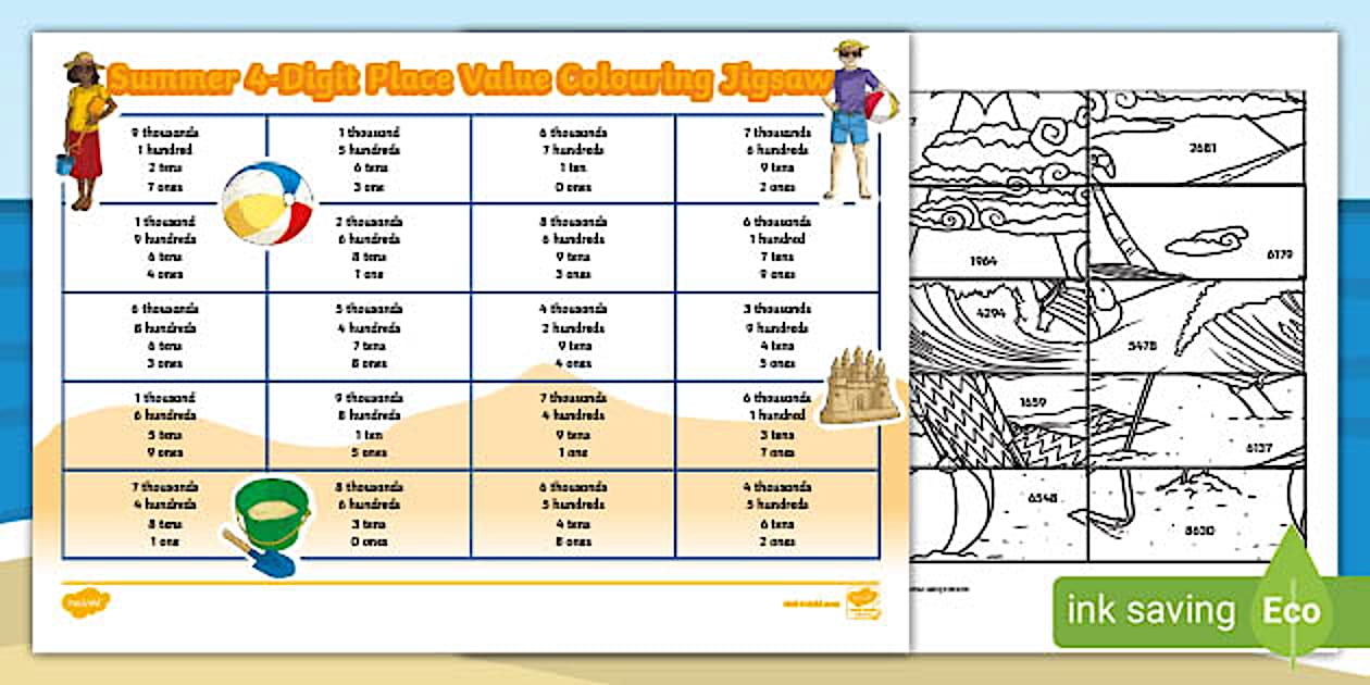 👉 KS2 Maths Summer 4-Digit Place Value Colouring Assessment