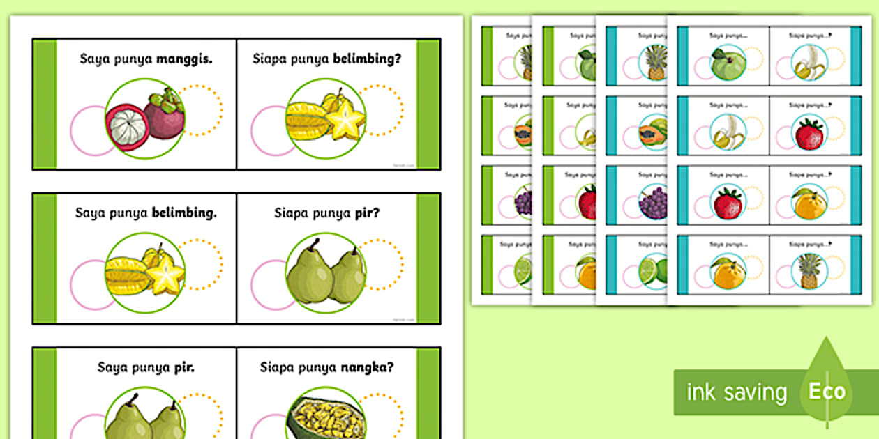 Fruit Loop Cards Indonesian (teacher made) - Twinkl