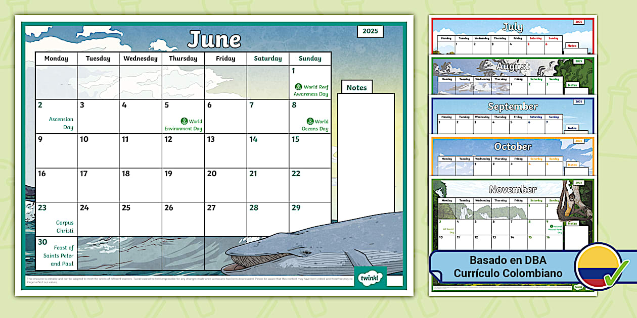 Environmental calendar 2025-2026 - Twinkl Colombia