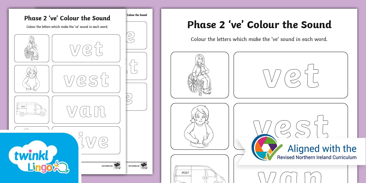 Linguistic Phonics Phase 2 've' - Colour the Sound - Twinkl