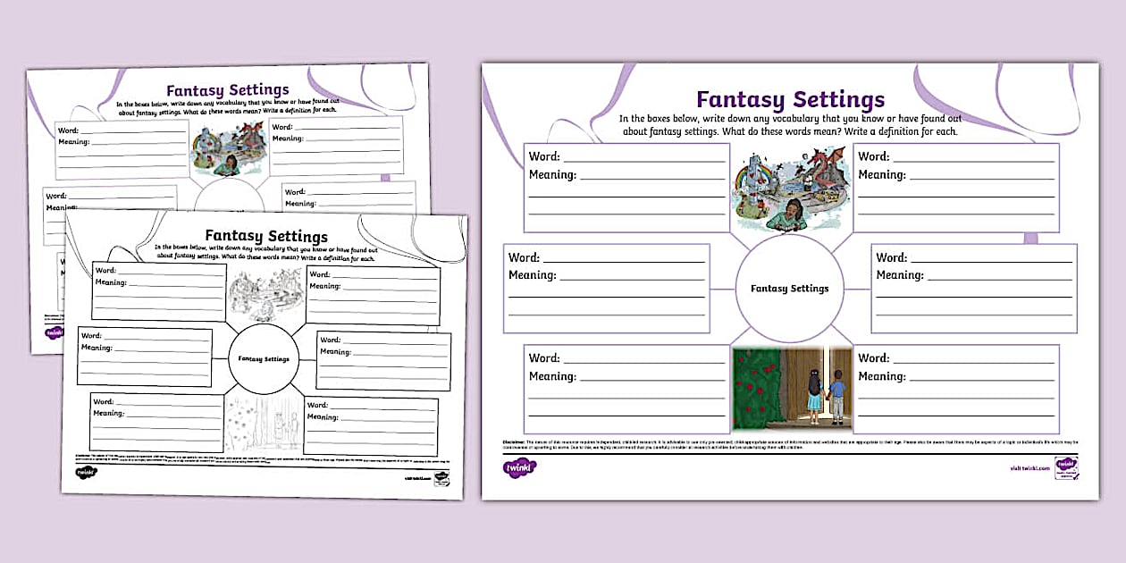 Fantasy Settings Vocabulary Mind Map (Teacher-Made) - Twinkl
