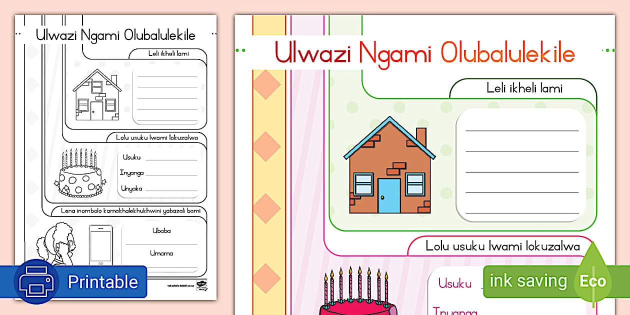 Ulwazi Ngami Olubalulekile Ishidi Lomsebenzi (Teacher-Made)