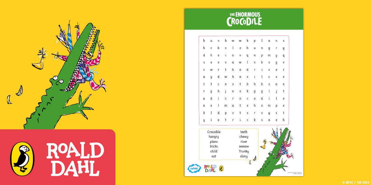 FREE! - The Enormous Crocodile: Word Search (teacher made)