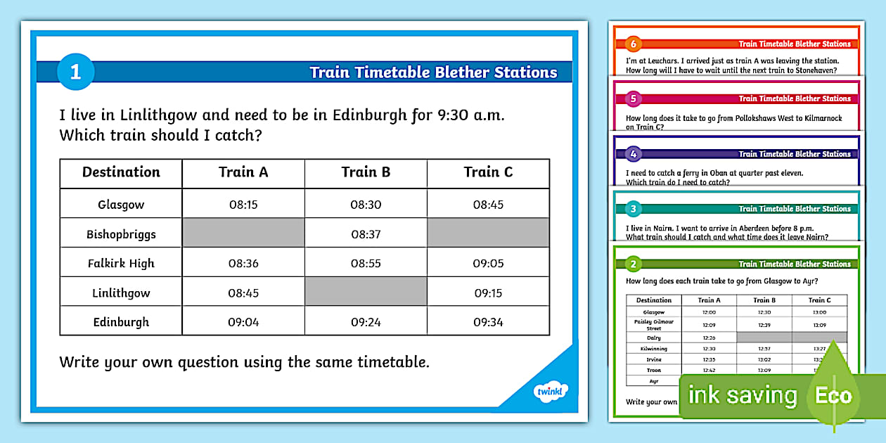 Train Timetable Blether Stations (Hecho por educadores)
