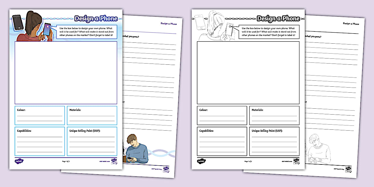 Design a Phone Worksheet (Teacher-Made) - Twinkl