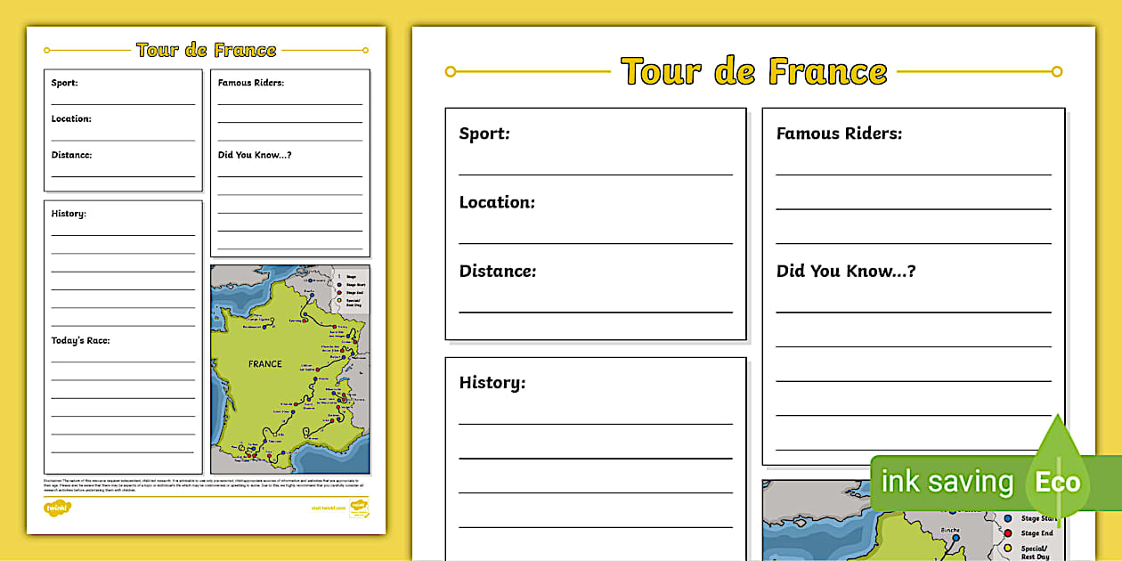Tour de France Fact File Template
