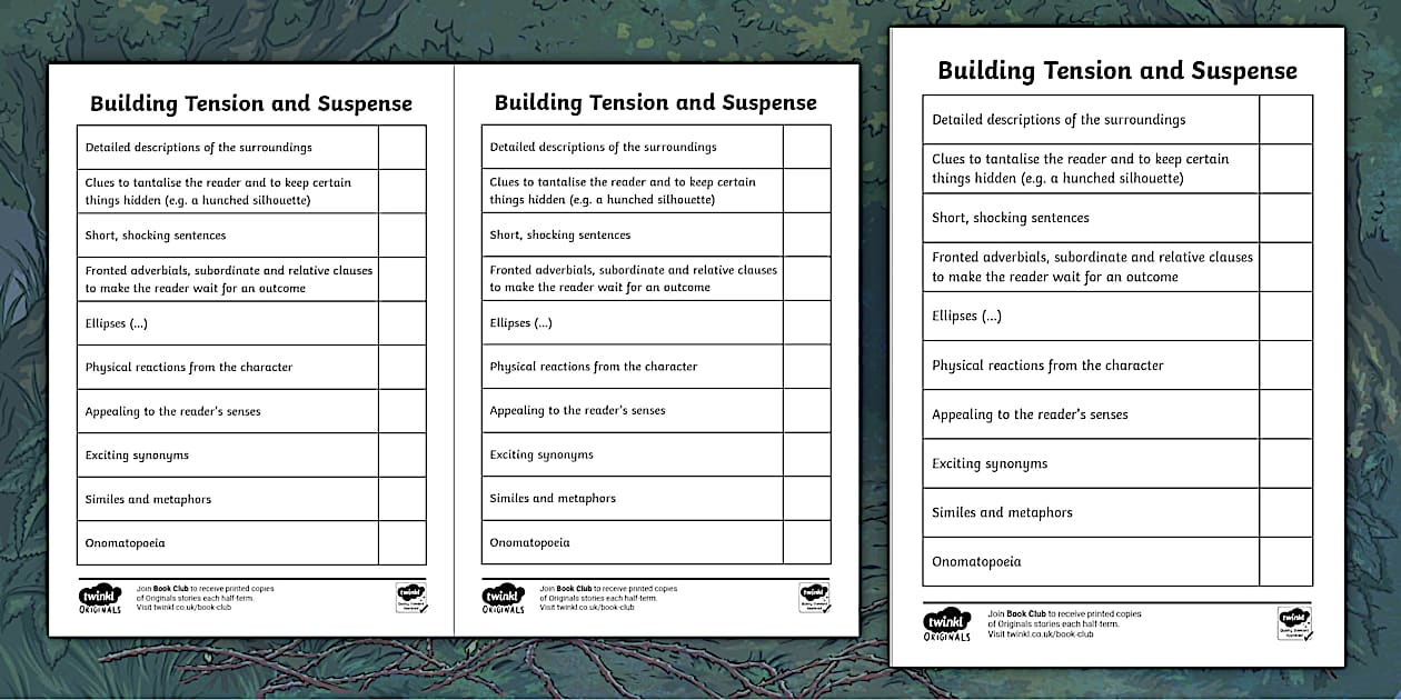Building Tension and Suspense Writing Checklist - KS2