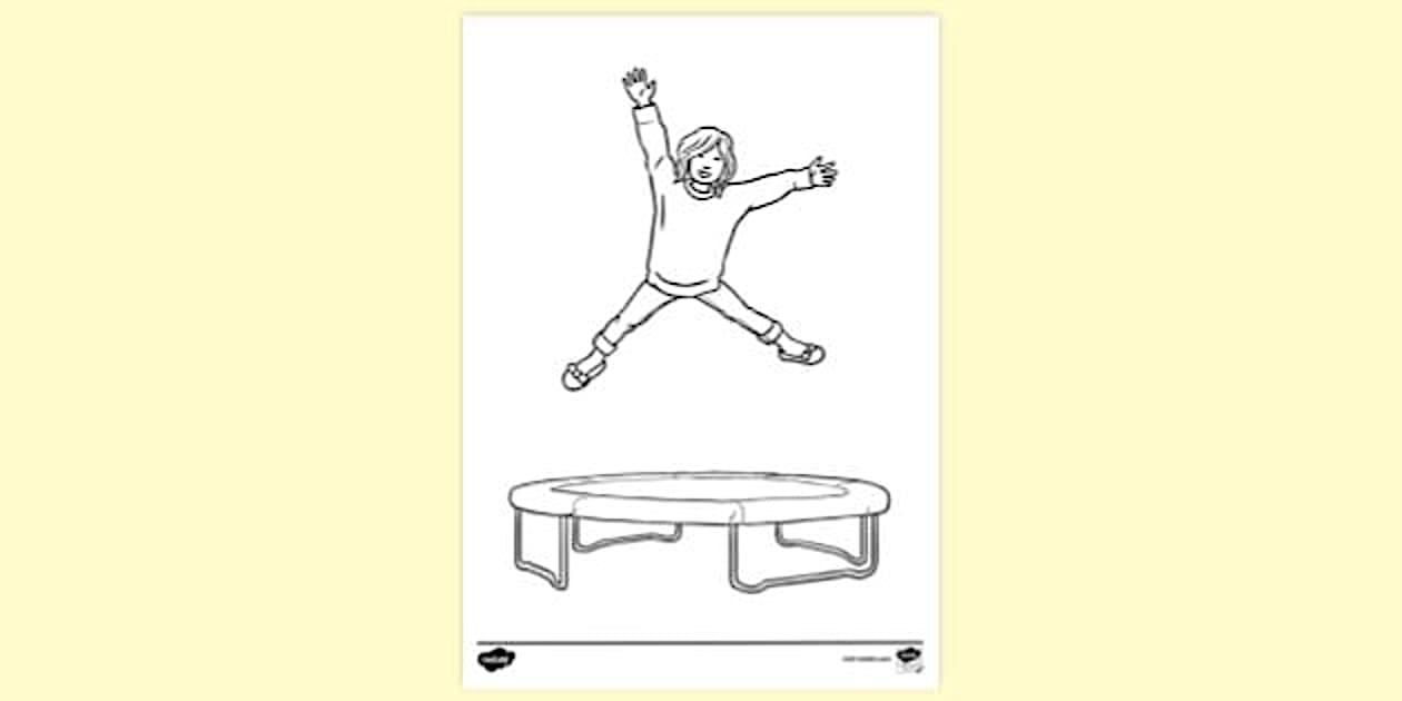 Jumping on a Trampoline Colouring Sheets | Colouring Pages