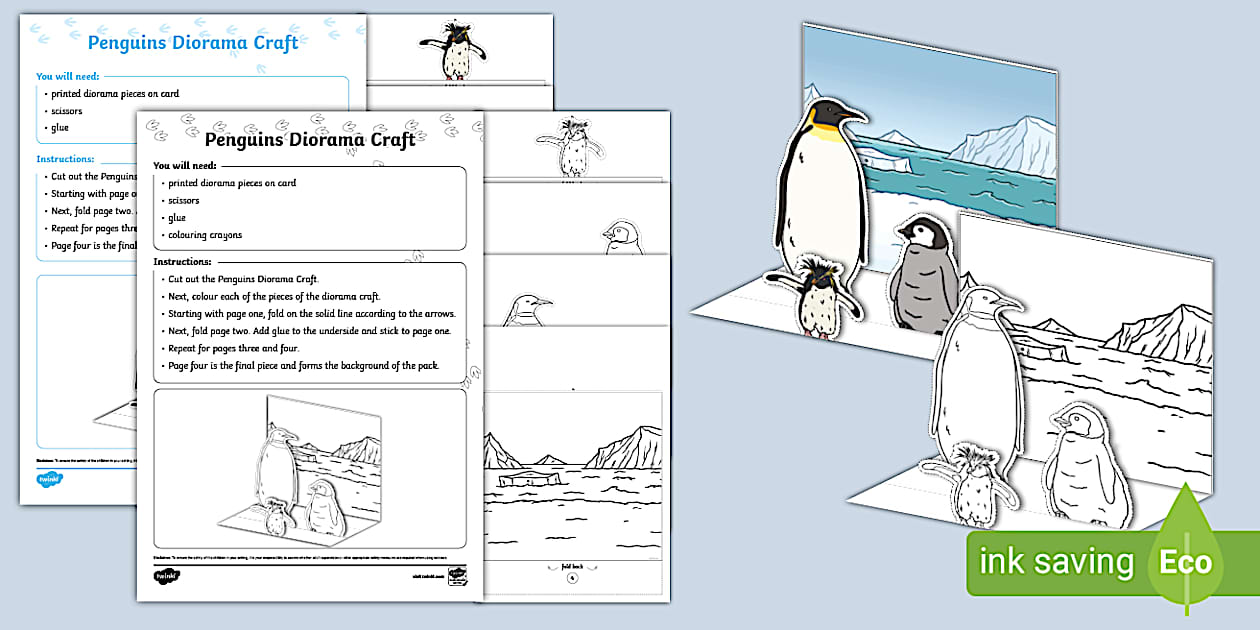 Penguins Diorama Craft (teacher made) - Twinkl