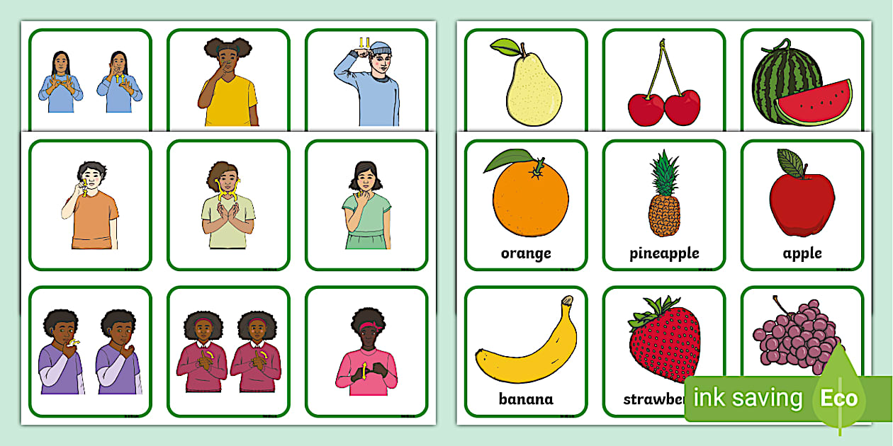 Auslan Fruits Matching Cards