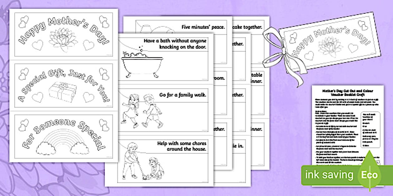 Mother's Day Cut Out and Colour Voucher Booklet Craft