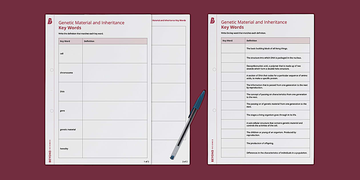 Genetic Material and Inheritance Key Words | Beyond Science