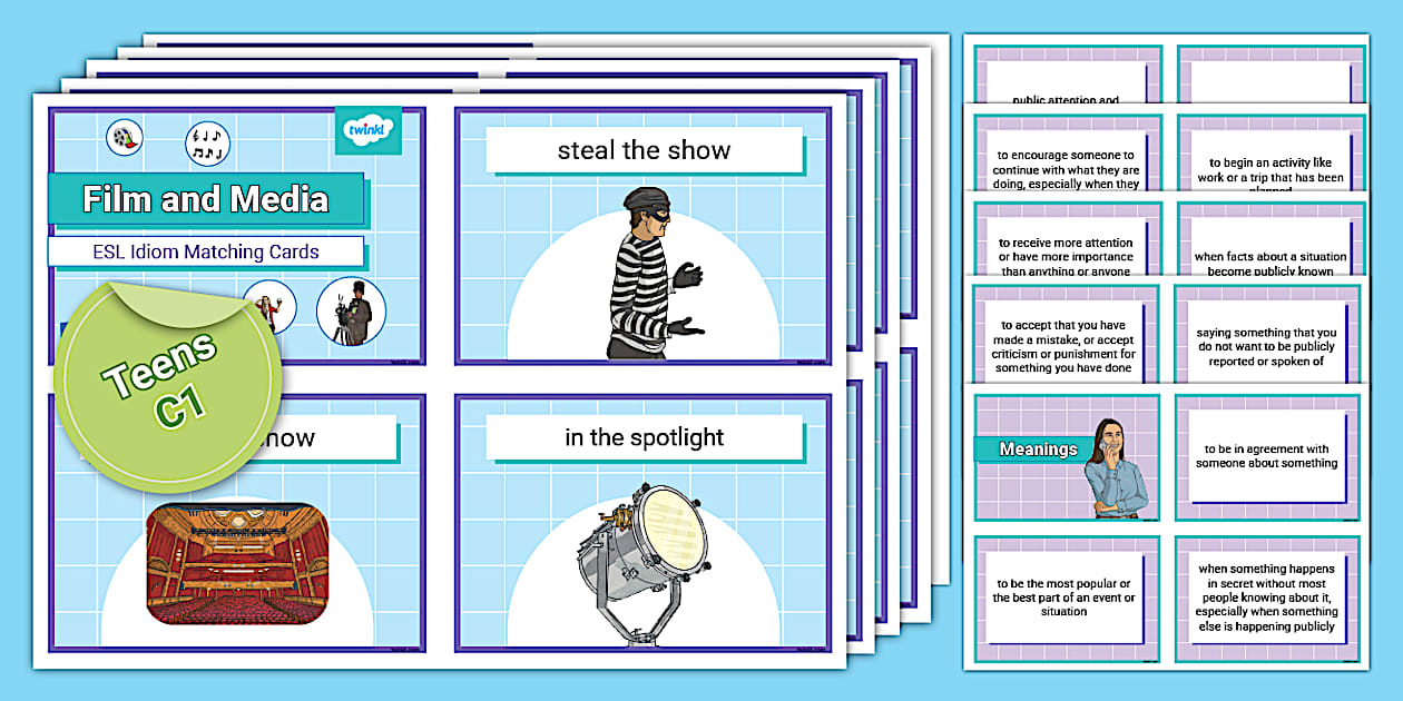 ESL Film and Media Idiom Matching Cards [Teens, C1] - Twinkl