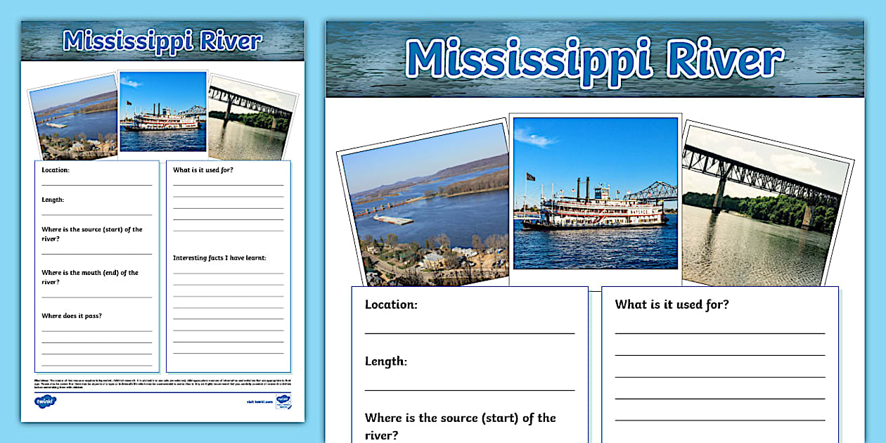 Mississippi River: Start to End Fact File Activity