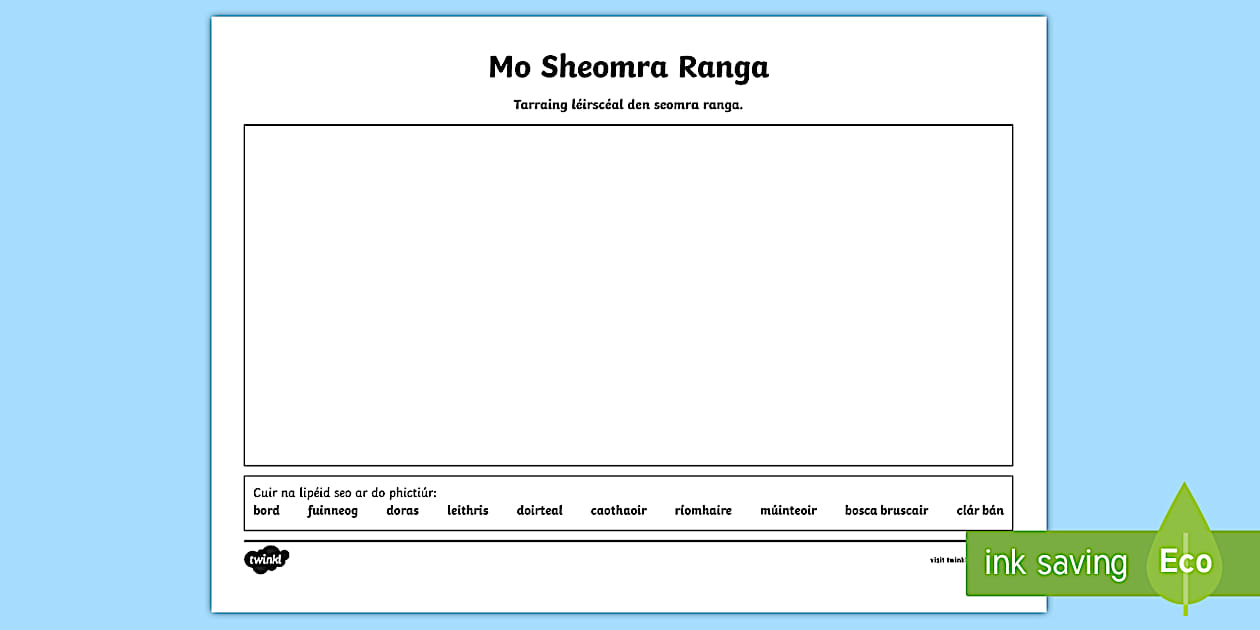 Draw And Label Your Classroom Worksheet Gaeilge - Twinkl