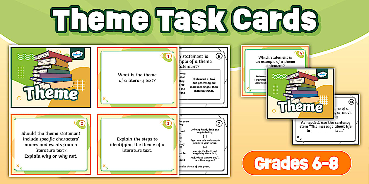 Theme Task Cards for 6th-8th Grade