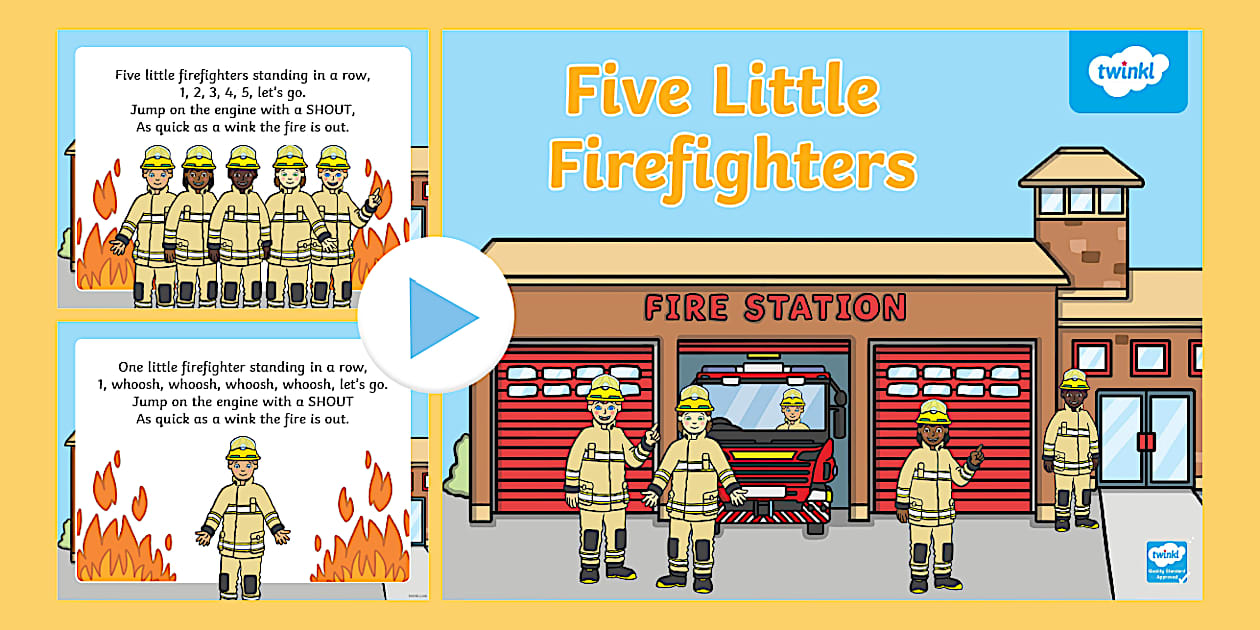 Five Little Firefighters Counting Song PowerPoint | Twinkl