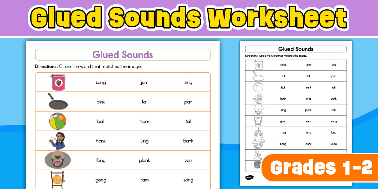 Glued Sounds Worksheet for 1st-2nd Grade