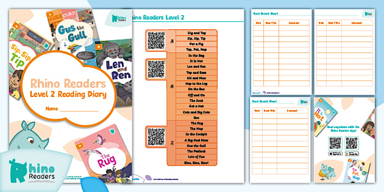 Level 2 Rhino Readers Reading Diary (teacher made) - Twinkl