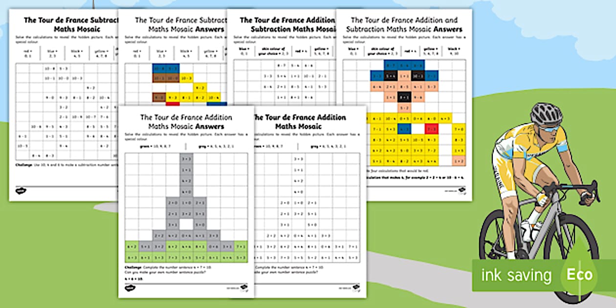 Addition and Subtraction Facts to Ten The Tour de France Maths Mosaic
