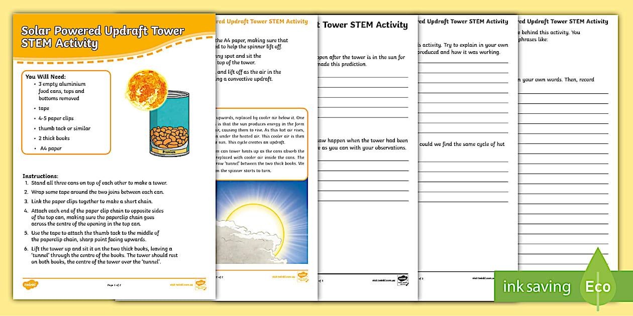 Solar Updraft Tower STEM Activity | Years 3-6 Solar Energy