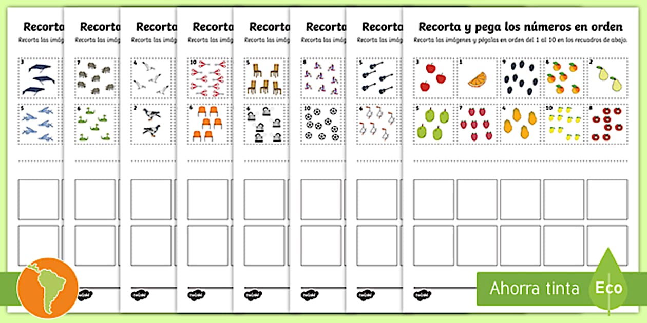 Ordenar números del 1 al 10- Guía de trabajo - Twinkl