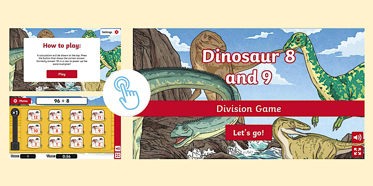 Dinosaur 8 and 9 Division Game (teacher made) - Twinkl
