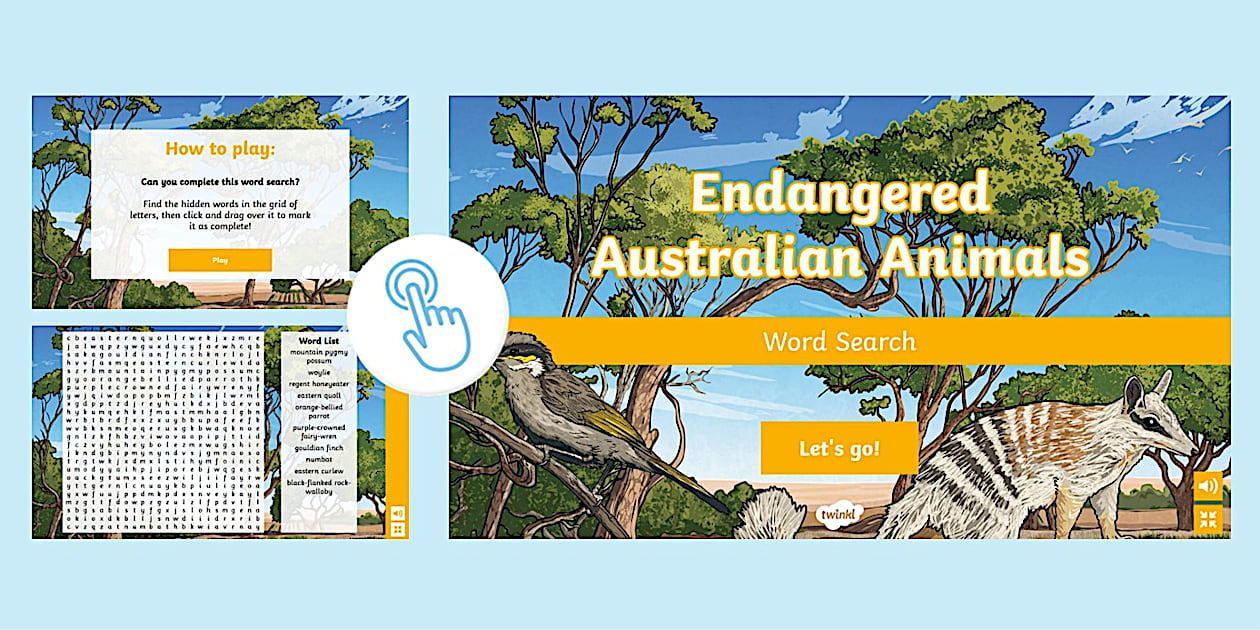 Endangered Australian Animals Interactive Word Search