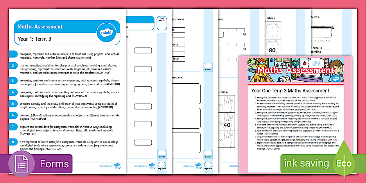 Year 1 Term 3 Maths Assessment (teacher made) - Twinkl