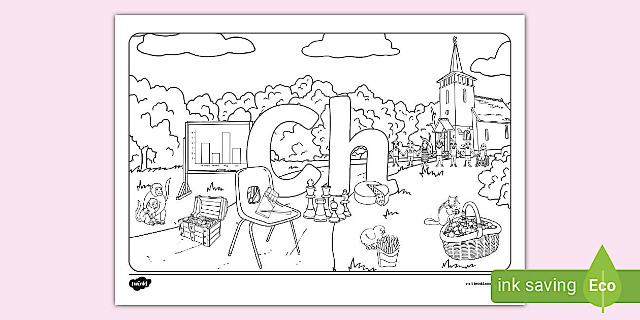 Ch Sound Loaded Colouring Sheet,ch activity (teacher made)