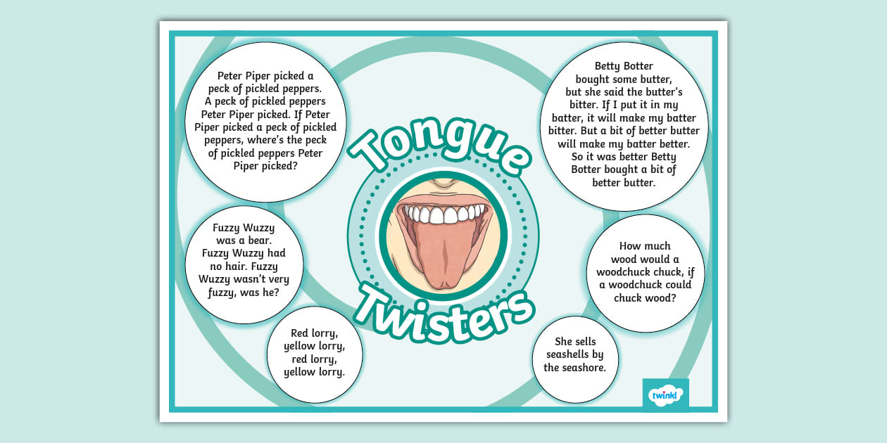 Tongue Twisters Display Poster (teacher made) - Twinkl